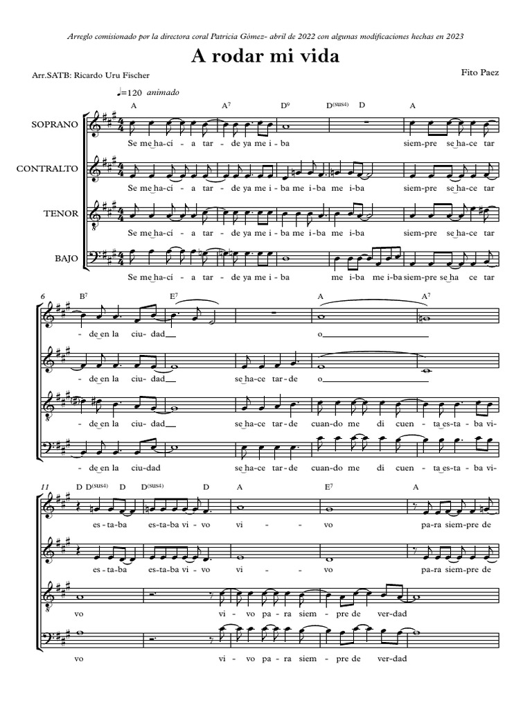 A Rodar Mi Vida SATB | PDF
