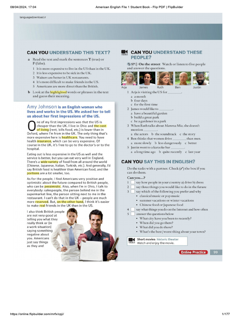 American English File 1 Student Book - Flip PDF _ FlipBuilder | PDF | Graphics Software ...