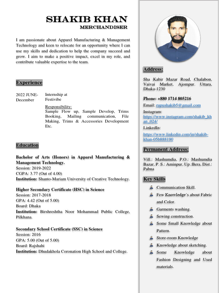CV of SHAKIB KHAN | PDF