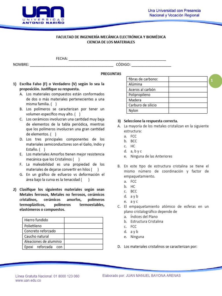 Taller Preparcial Segundo Corte | PDF | Polímeros | Rieles