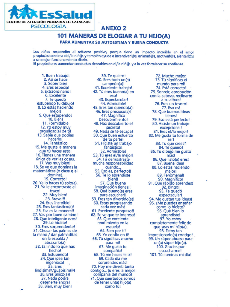 101 Frases para Halagar A Tu Hijo A | PDF
