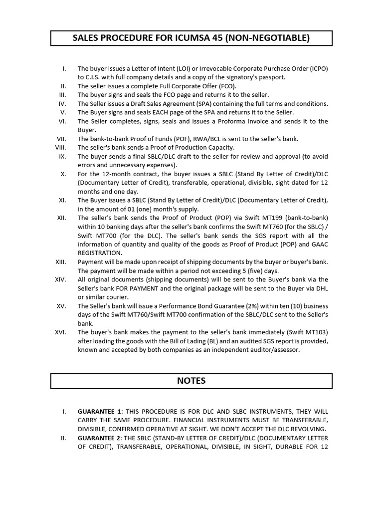 ICUMSA 45 Sales Process Guide | PDF | Letter Of Credit | Business