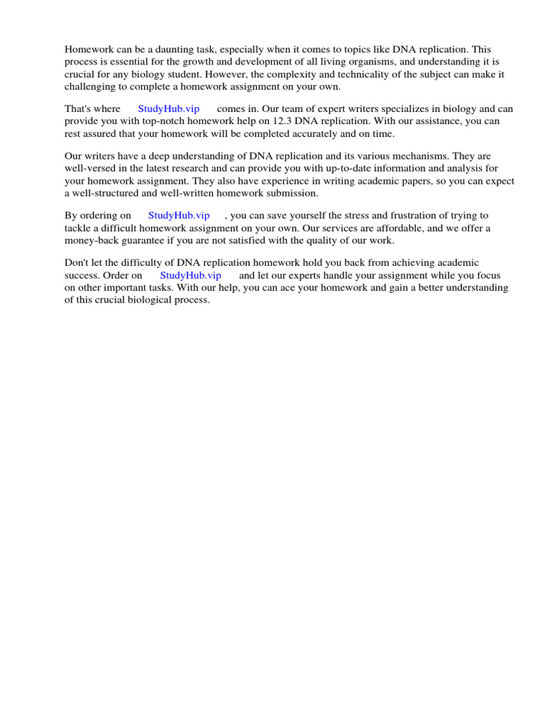 12.3 Dna Replication Homework | PDF | Dna Replication | Dna