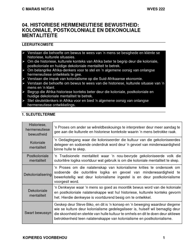 Wves 222 - Leereenheid 4 | PDF