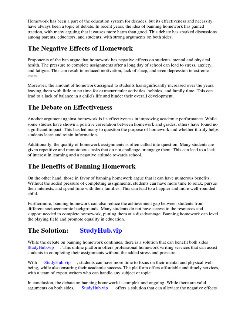 This House Would Ban Homework Debate | PDF | Homework | Teachers