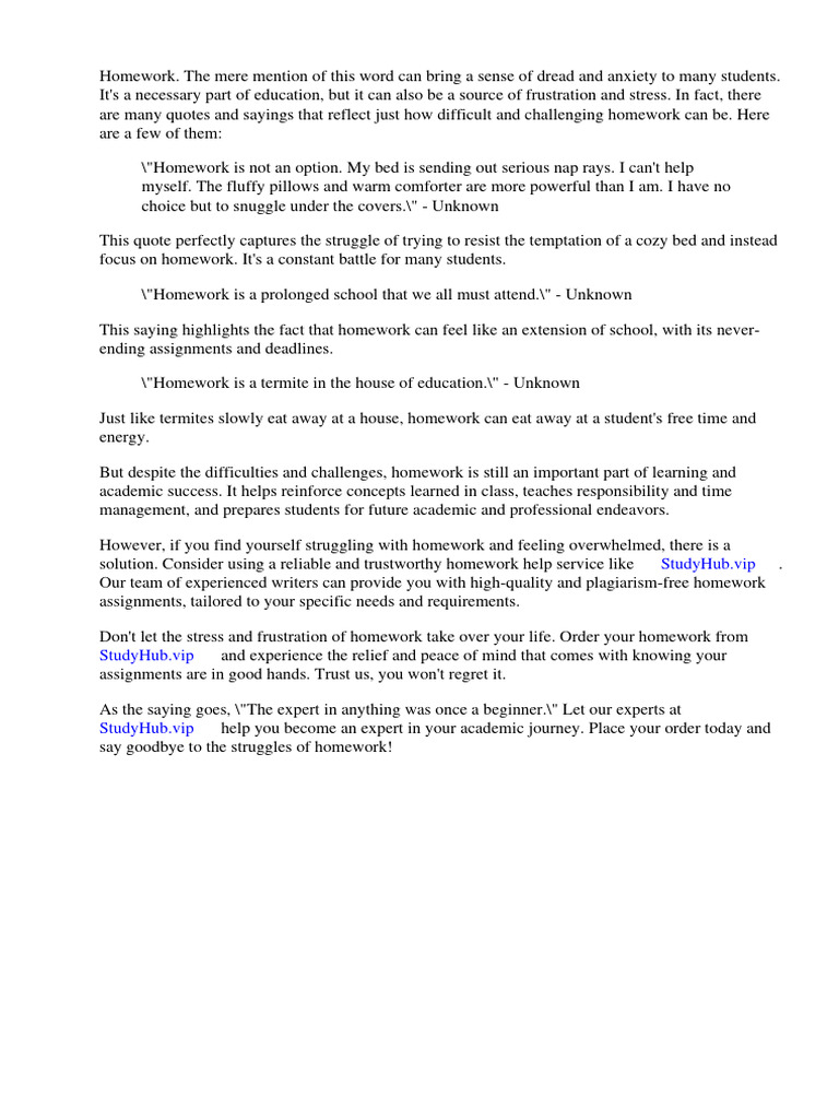 Homework Quotes and Sayings | PDF | Homework