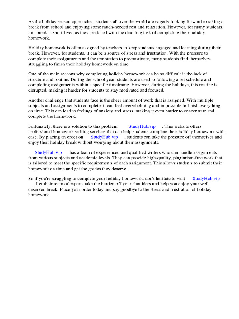 I Havent Done My Holiday Homework | PDF | Homework | Mind