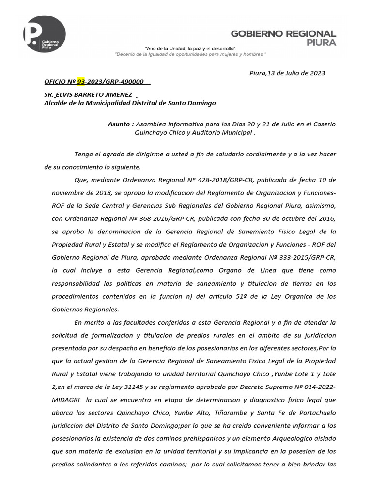 Oficio Muni Santo Domingo | Descargar gratis PDF | Gobierno
