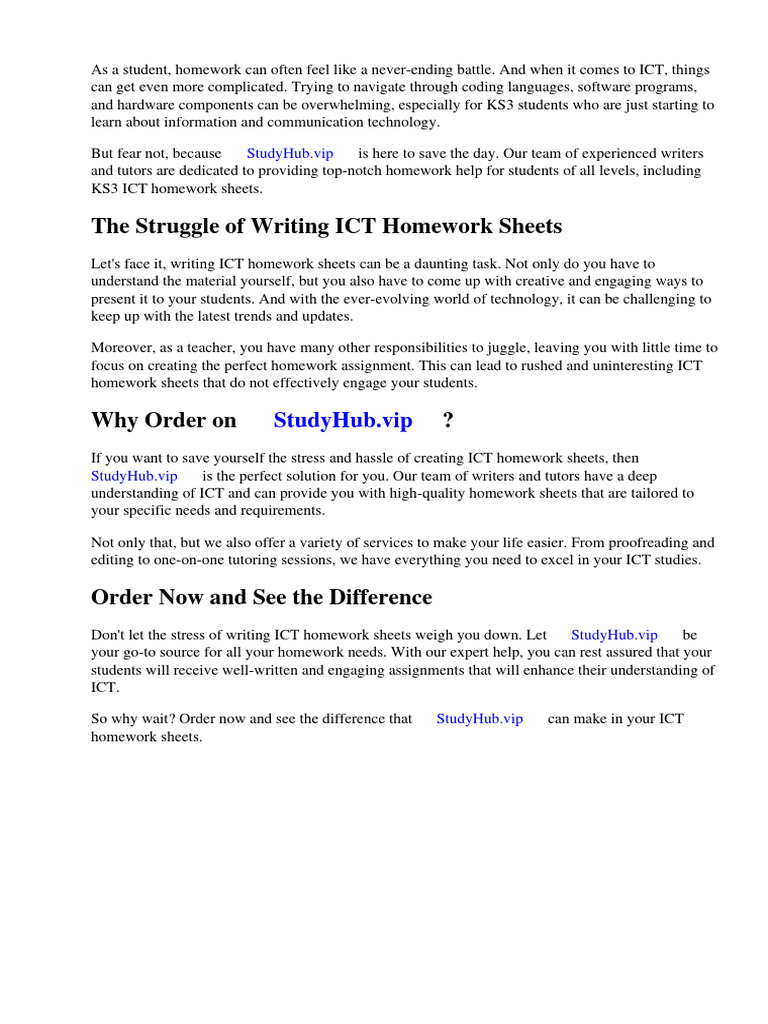 ks3 ict homework sheets.pdf | PDF | Educational Technology | Homework