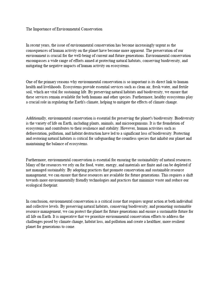 The Importance of Environmental Conservation | Download Free PDF ...