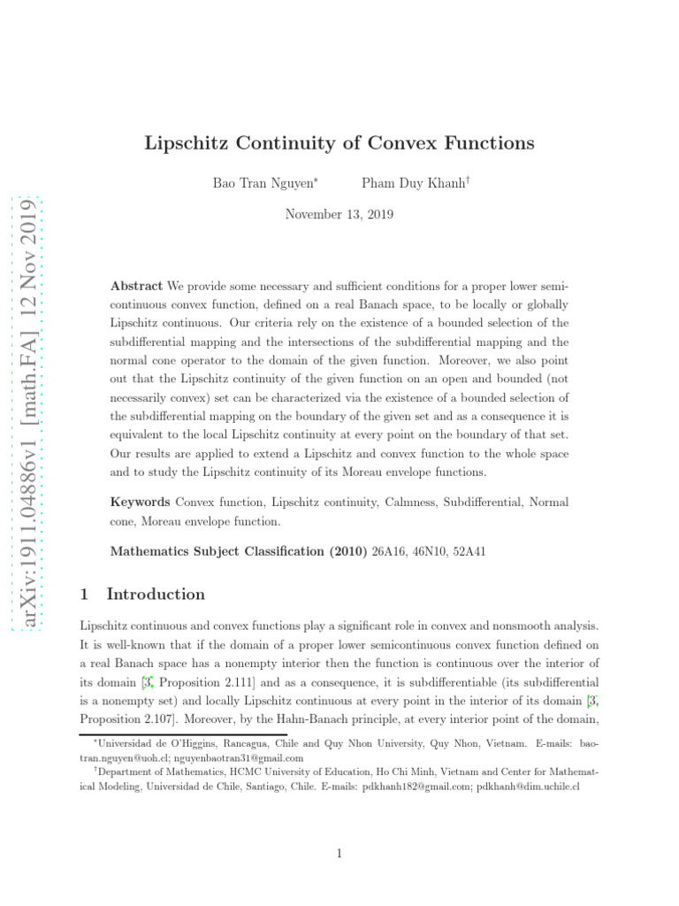 Lipschitz Continuity of Convex Functions: Bao Tran Nguyen Pham Duy Khanh November 13, 2019 | PDF ...