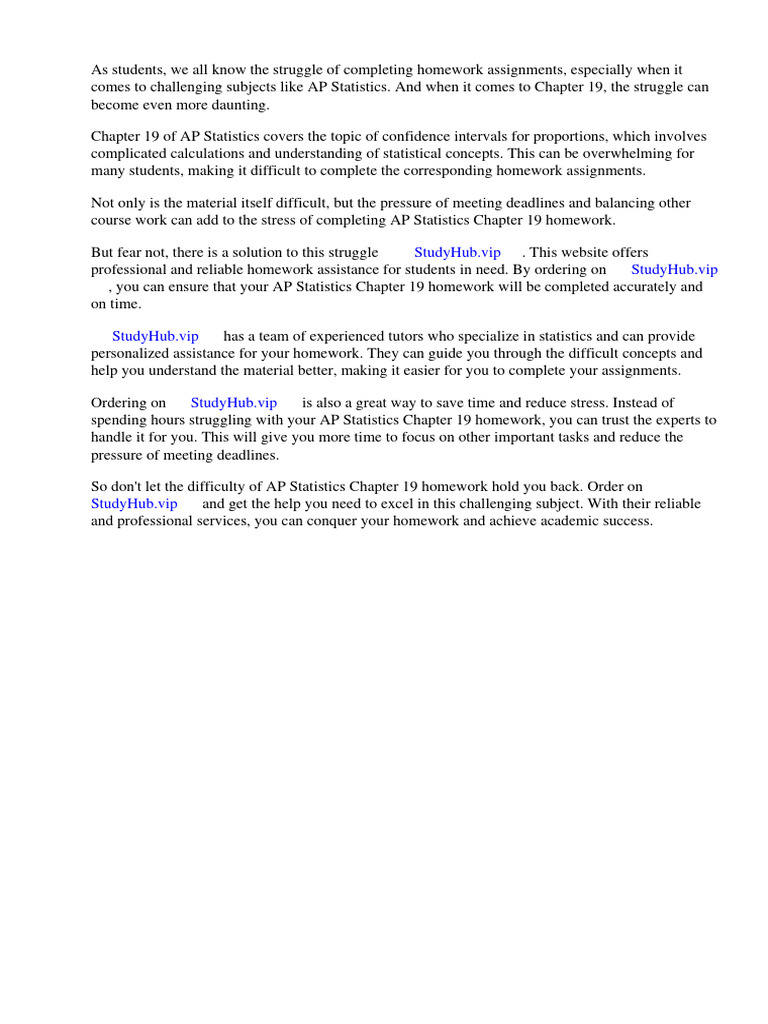 AP Statistics Chapter 19 Homework | PDF | Statistics | Homework