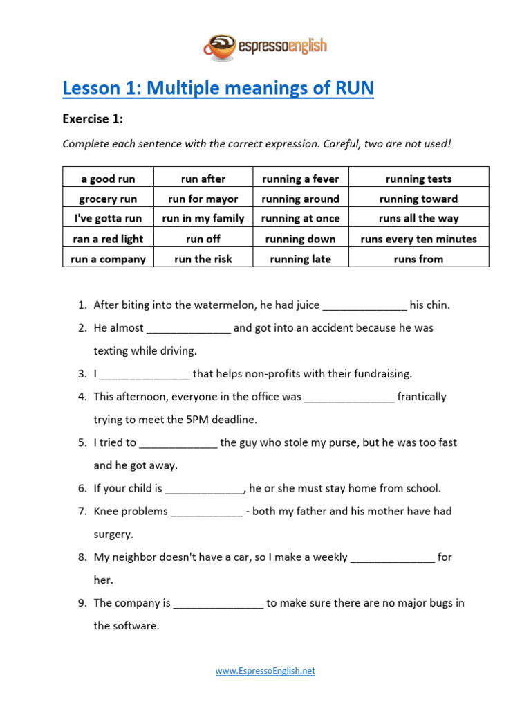 Mini Course Lesson 1 Exercises | PDF