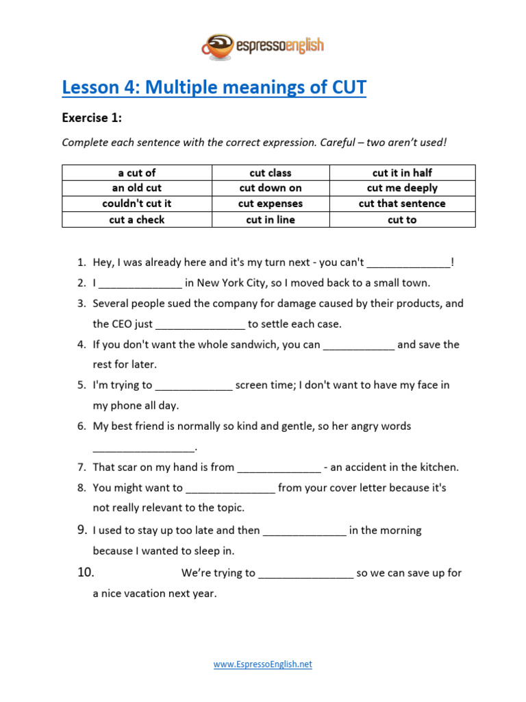 Mini Course Lesson 4 Exercises Pdf