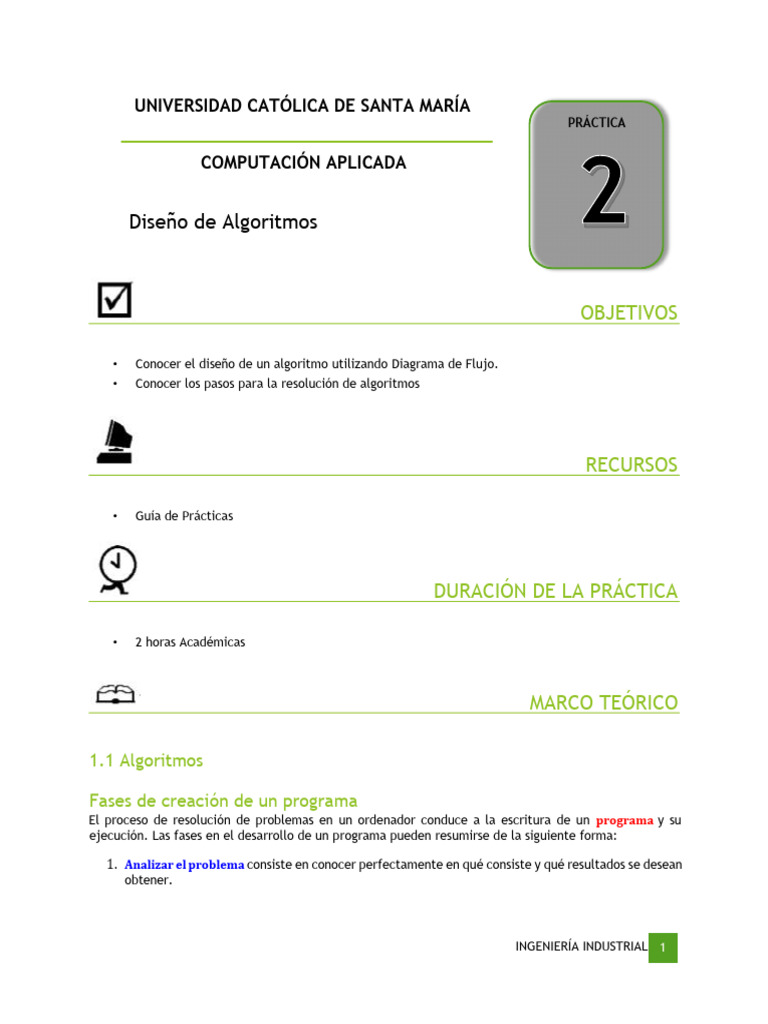 Práctica N°2 - Introducción A Algoritmos de Programacion | PDF | Algoritmos | Programa de ...
