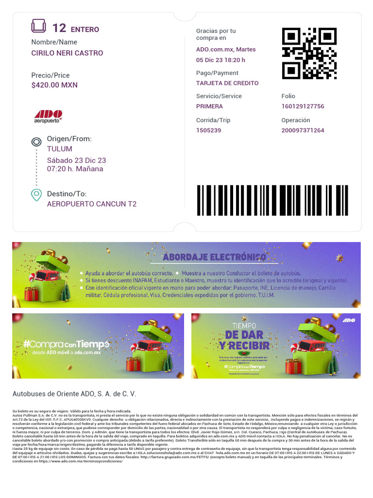 Tu Boleto ADO | PDF