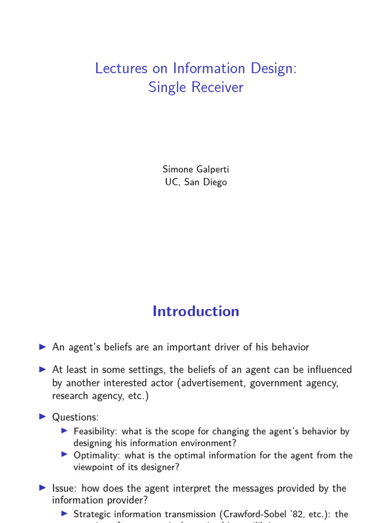 Info-Design Single-Receiver Handout | Download Free PDF | Monopoly ...