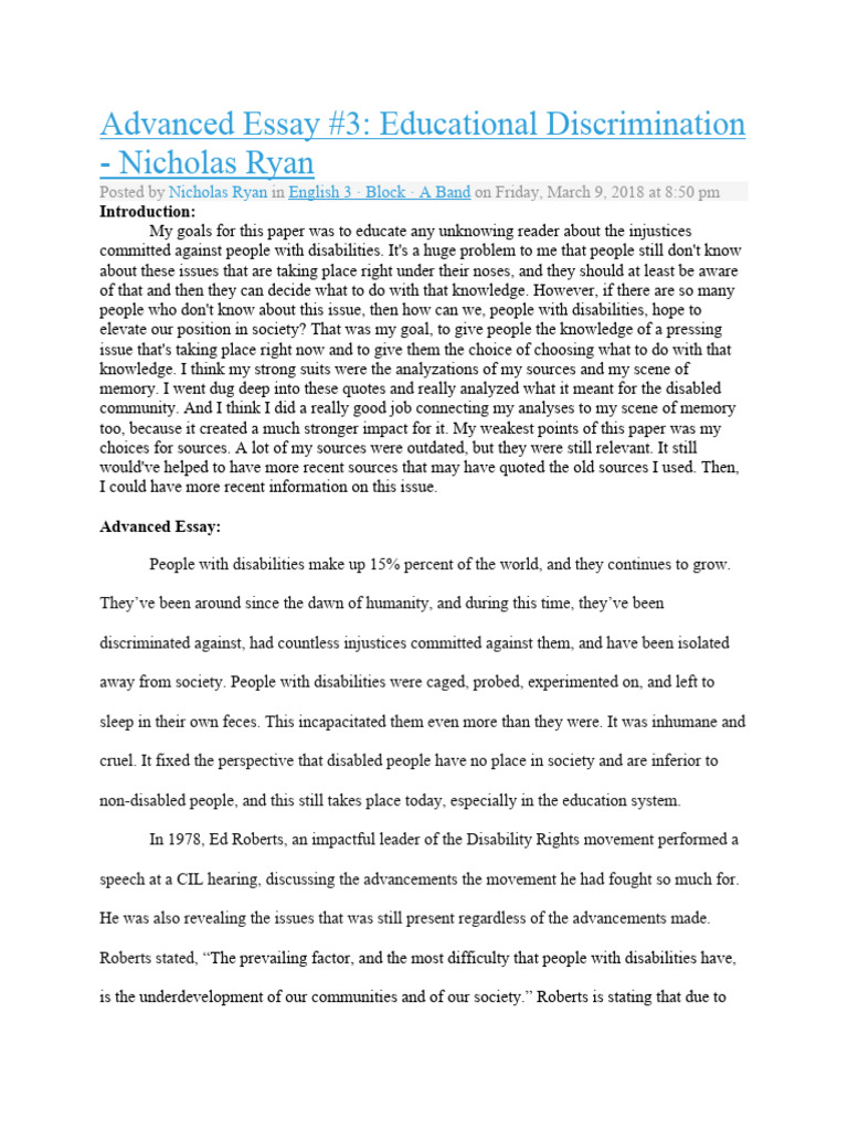 Nicholas | PDF | Disability | Teachers