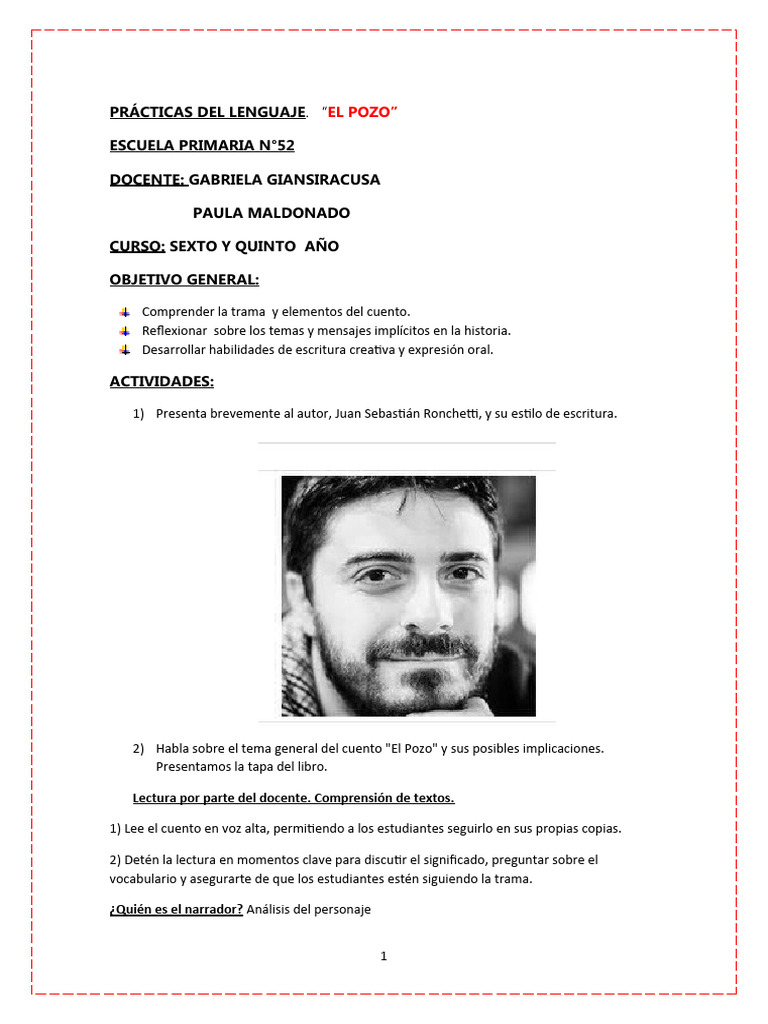 Actividades del cuento "El Pozo" | PDF | Cuentos | Comunicación humana