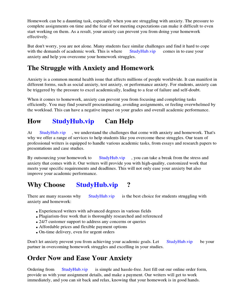 Anxiety Preventing Me From Doing Homework | PDF | Anxiety | Anxiety ... Anxiety Preventing Me From Doing Homework | PDF | Anxiety | Anxiety ...