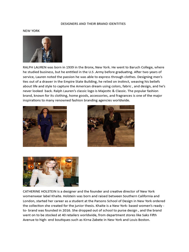 DESIGNERS AND THEIR BRAND IDENTITIES | PDF | Clothing | Fashion