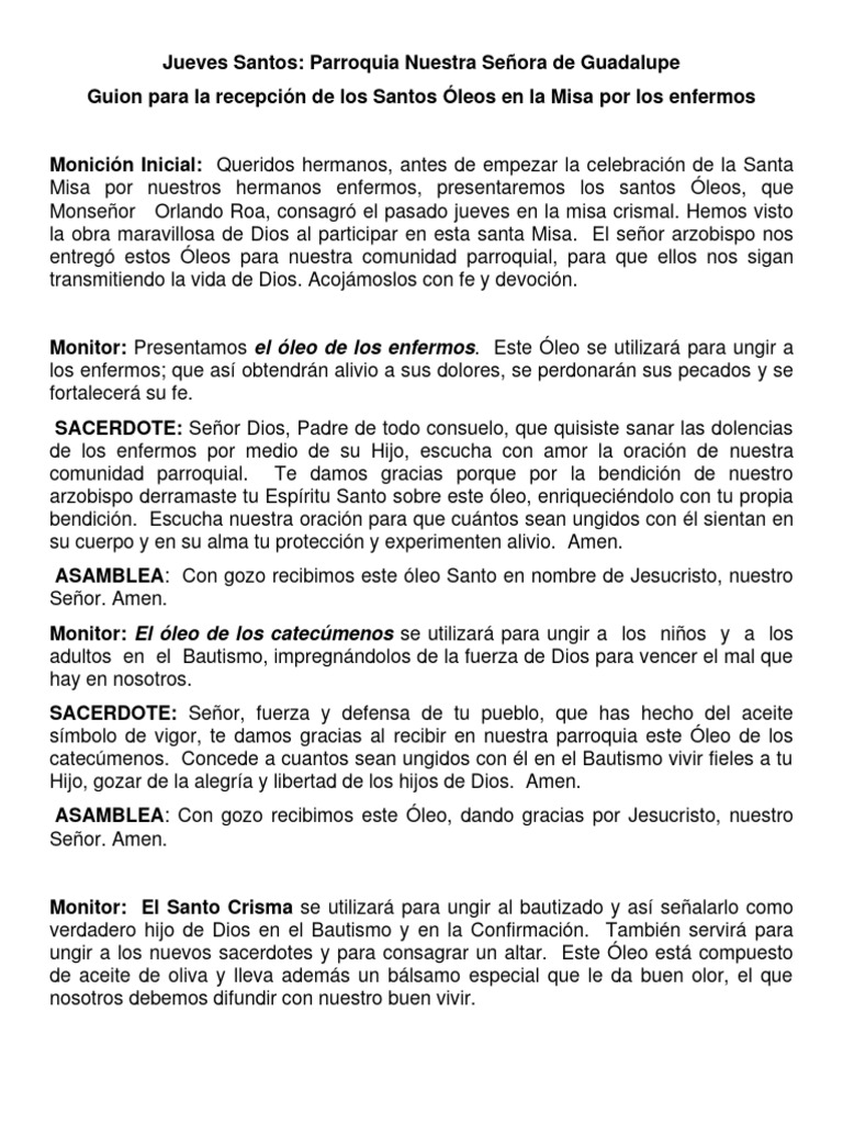 Guión con las moniciones para las clebraciones del Triduo pascual ...