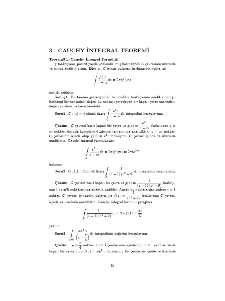 C Cauchy Integral Formülü Pdf