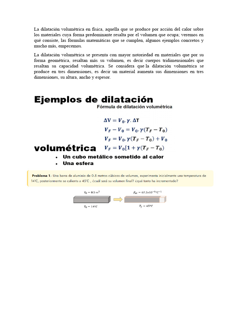 La Dilatación Volumétrica en Física | PDF