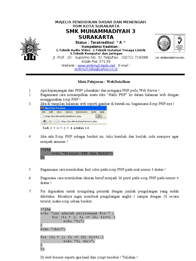 Soal-Soal Mit Semester Web Database | PDF | Komputer