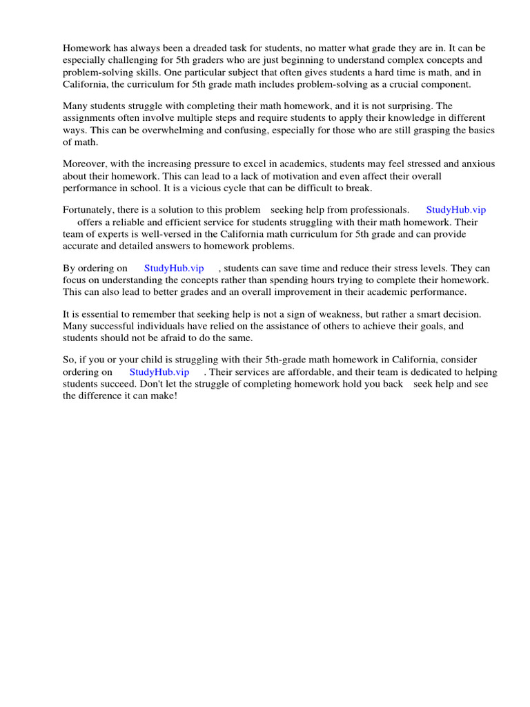 California Math Homework and Problem Solving 5th Grade Answers | PDF ...