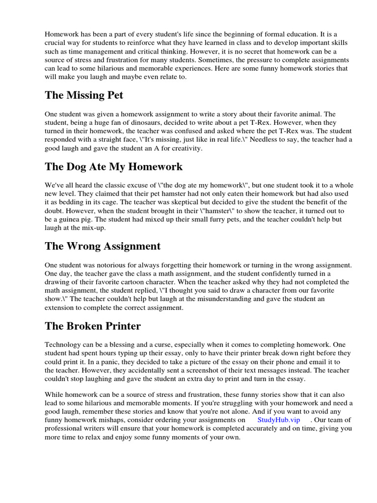 Funny Homework Stories | PDF | Homework