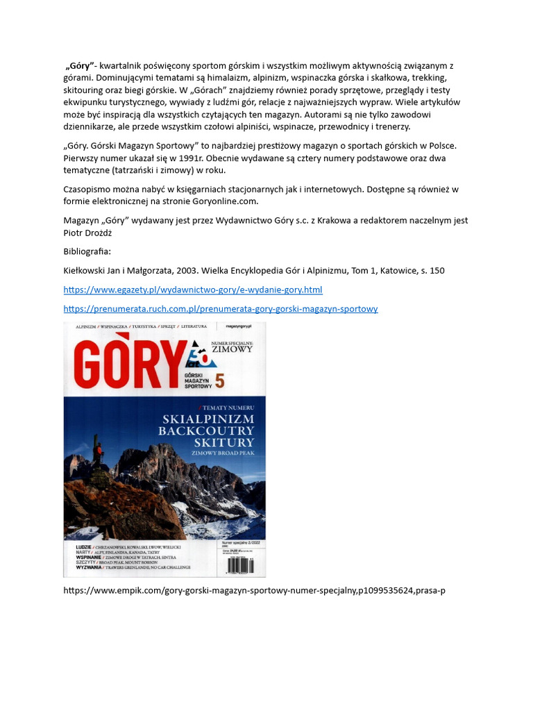 Góry I Tatry | PDF