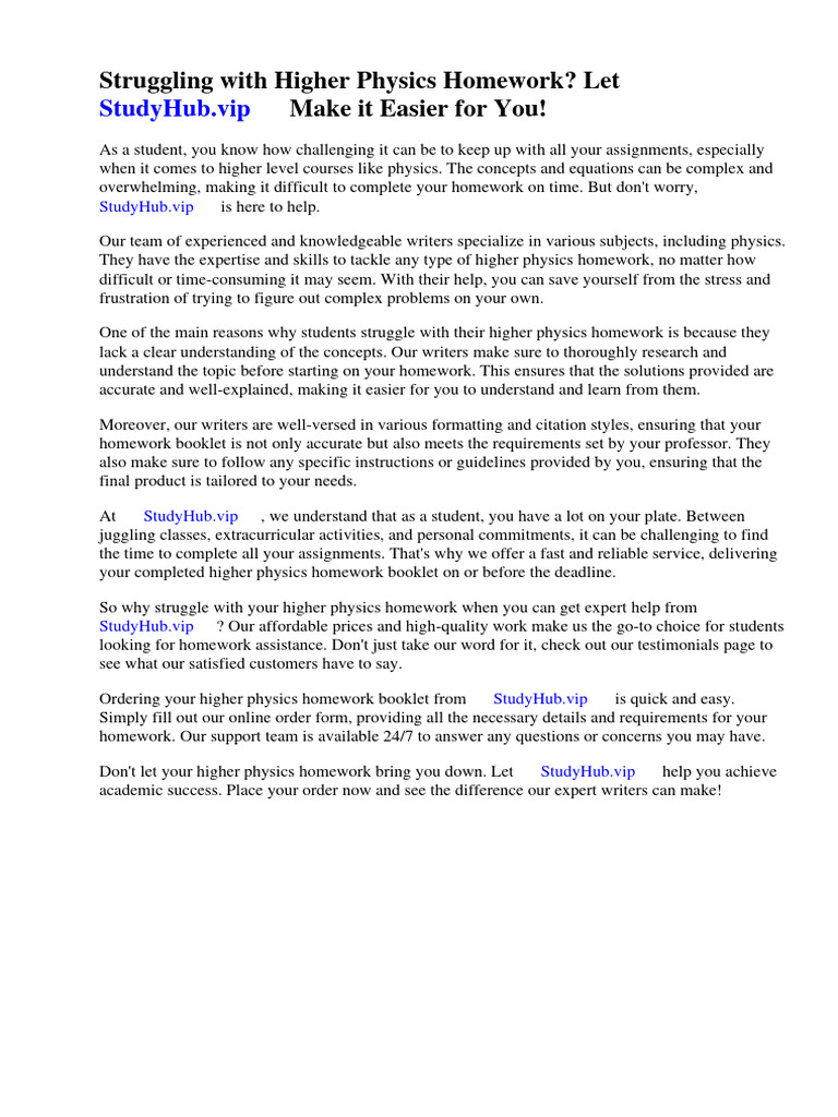 Higher Physics Homework Booklet | PDF | Homework | Facebook