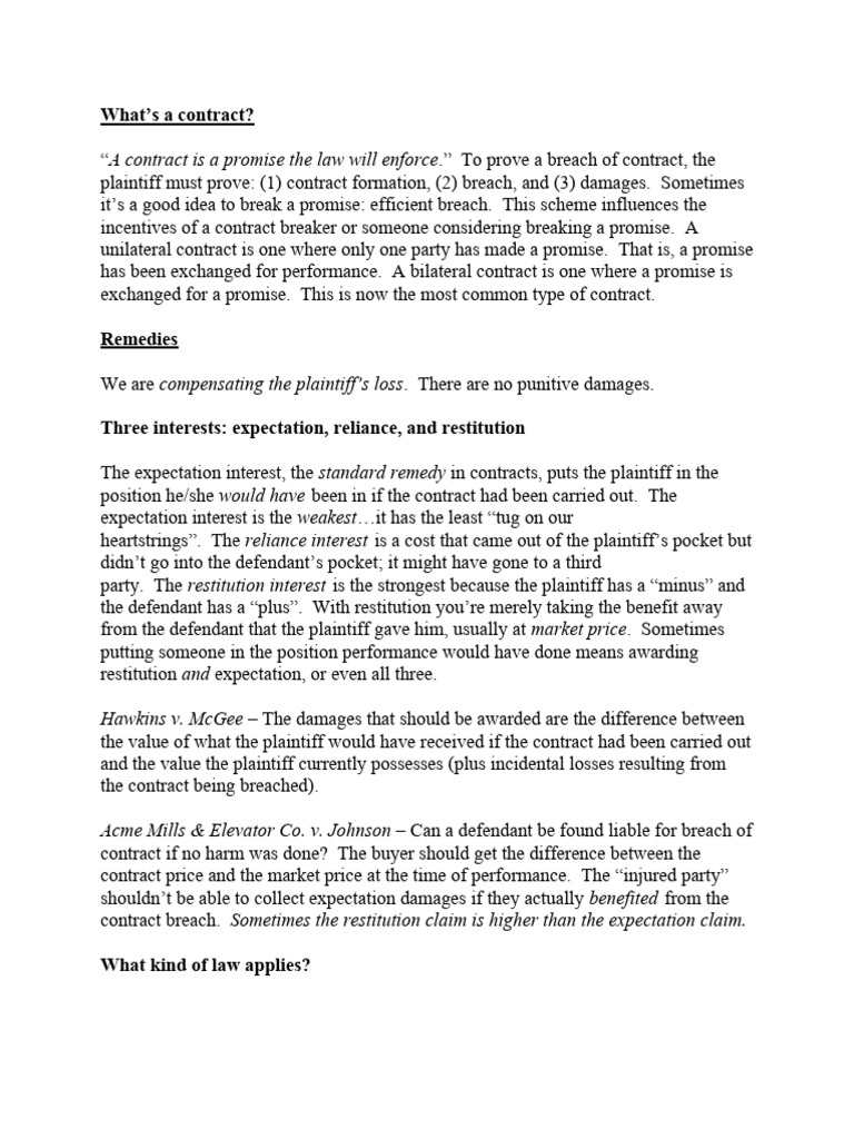 contractsPOOP | PDF | Damages | Specific Performance