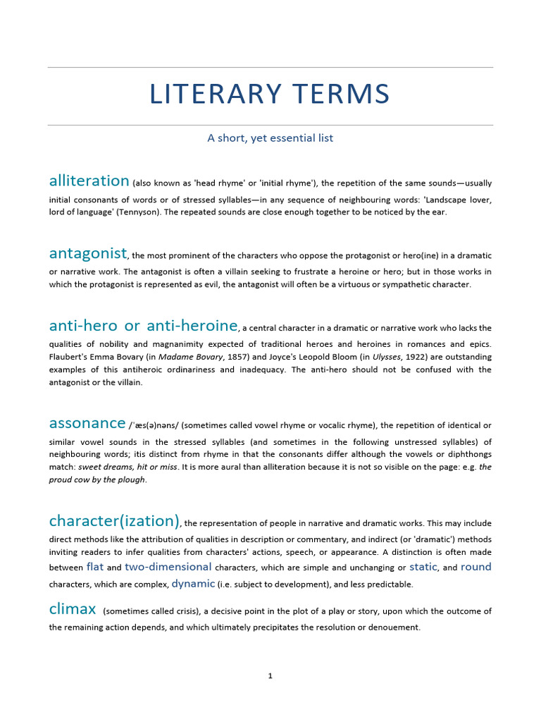 2021 - Literary Terms | PDF | Narration | Narrative