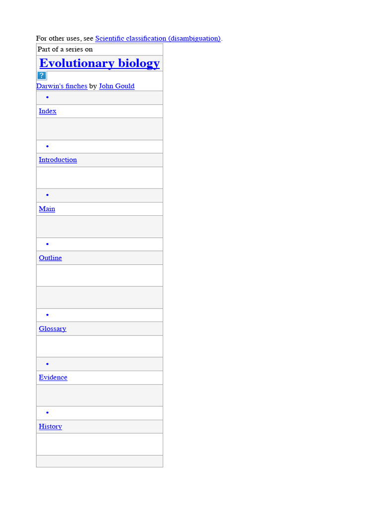 Evolutionary Biology: For Other Uses, See - Part of A Series On | PDF | Taxonomy (Biology ...