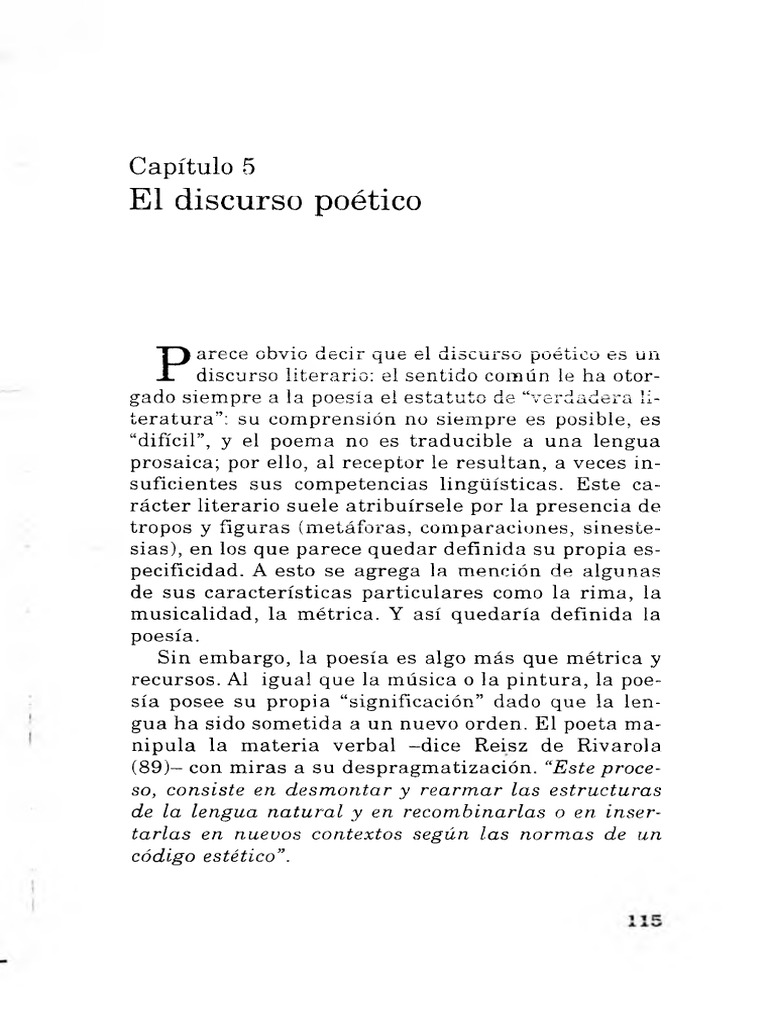 Características del Discurso Poético | PDF | Poesía | Jugando a las cartas