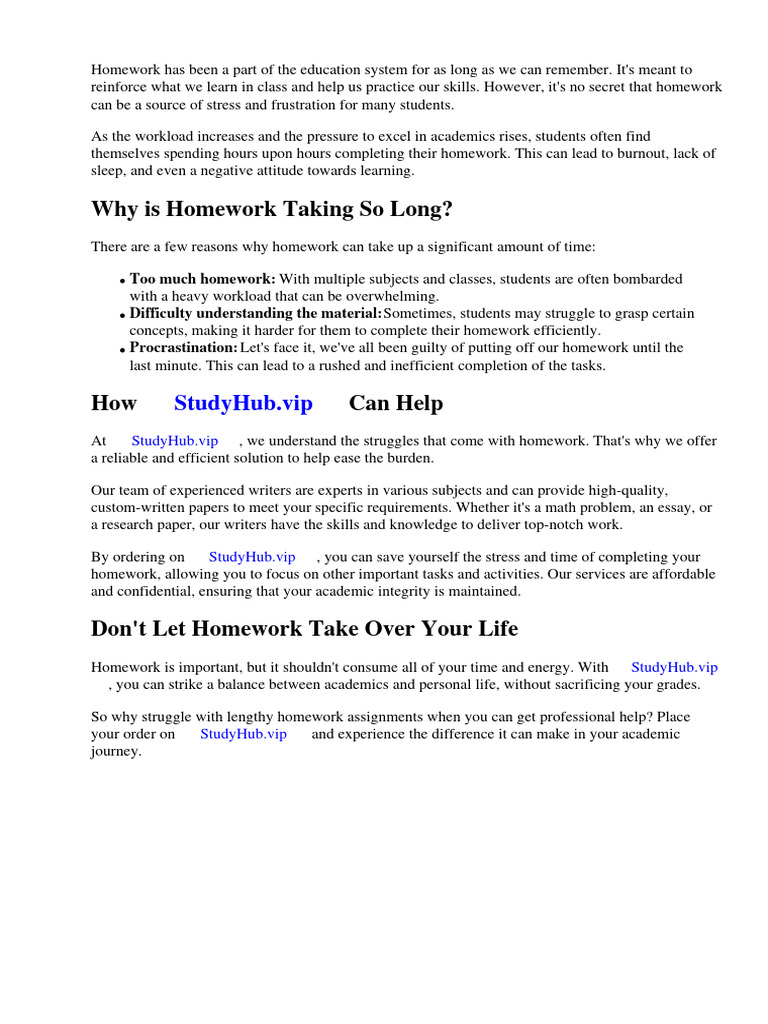 Homework Takes Way Too Long | PDF | Homework