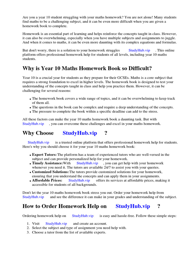Year 10 Maths Homework Book | PDF | Worksheet | Mathematics