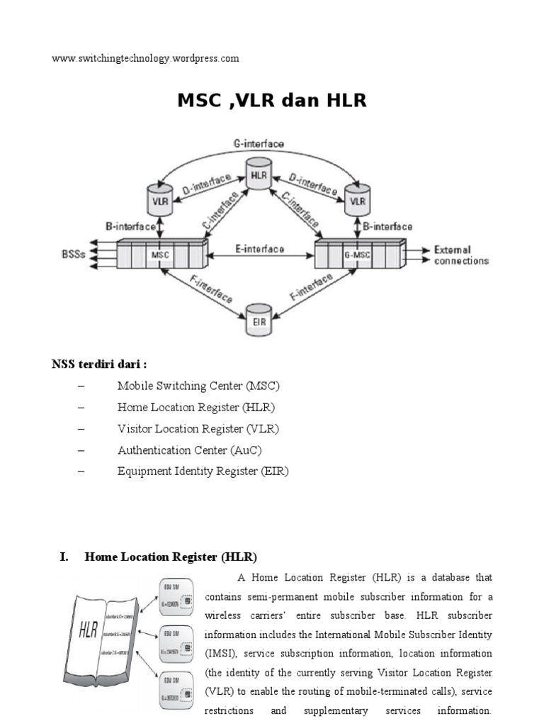 MSC, VLR Dan HLR: NSS Terdiri Dari | PDF | Business | Technology ...