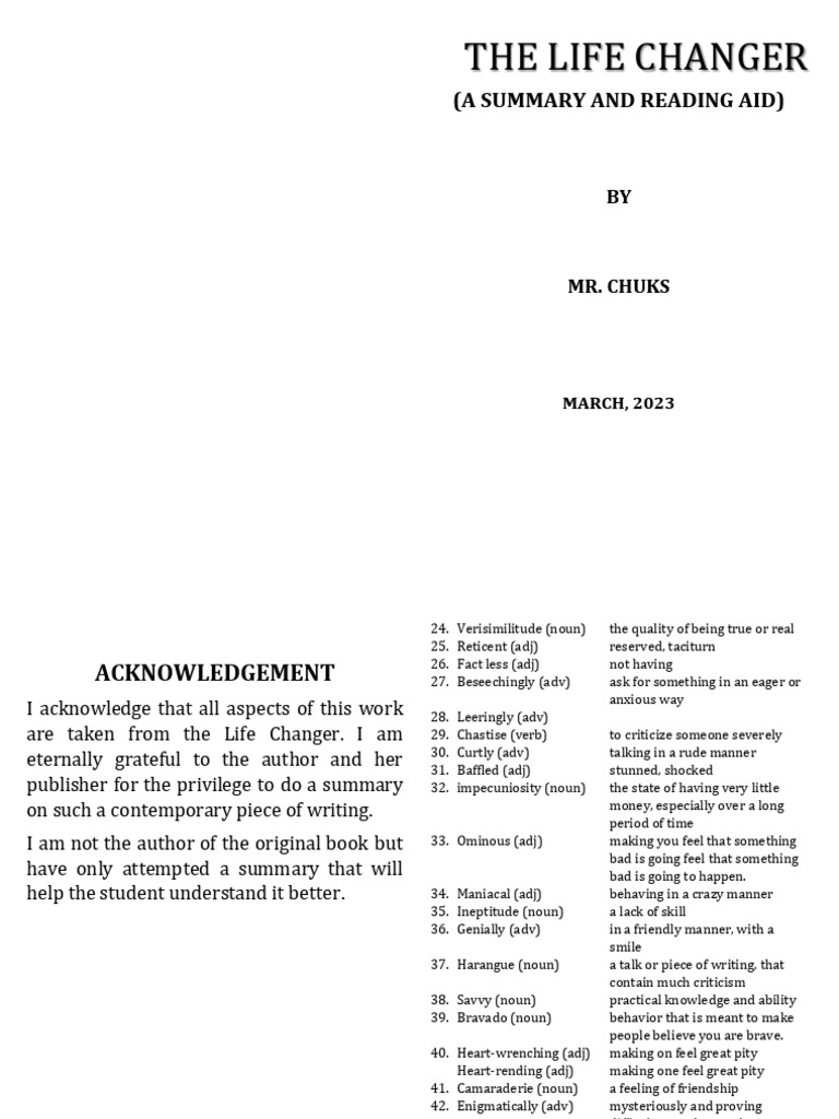 "The Life Changer Summary Guide" | PDF
