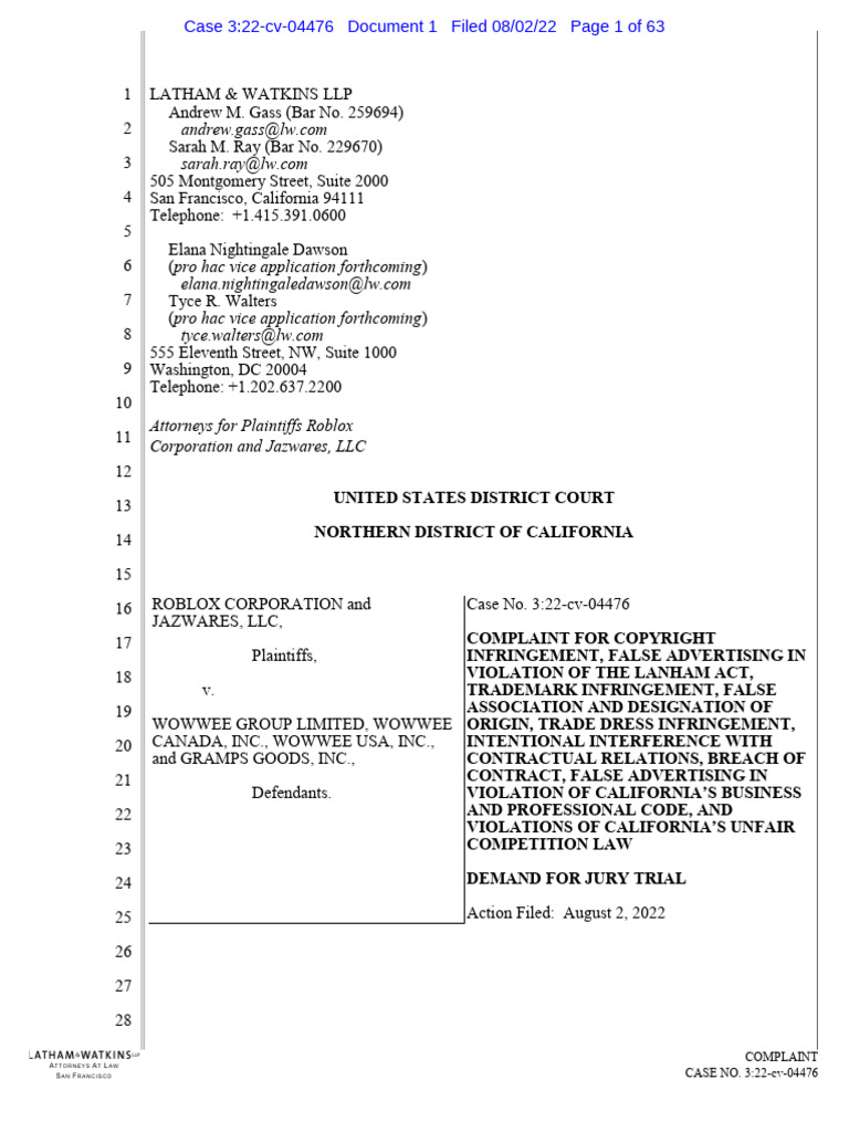 IP ROBLOX COPYRIGHT Complaint Lol | PDF | Trademark | Intellectual Property