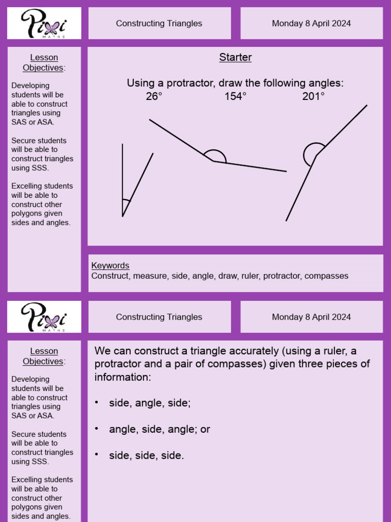 Constructing Triangles PixiPPt | PDF | Triangle | Angle