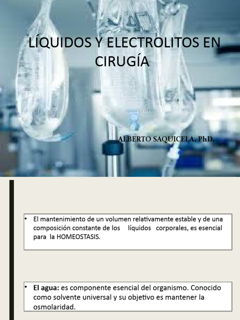 Liquidos y Electrolitos en Cirugia | Descargar gratis PDF | Sodio | Potasio