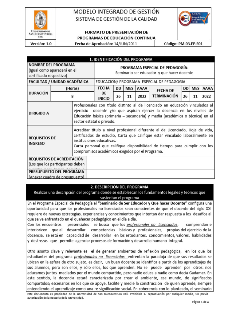 Programa Ser Educador y Que Hacer Docente | PDF | Maestros | Enseñando