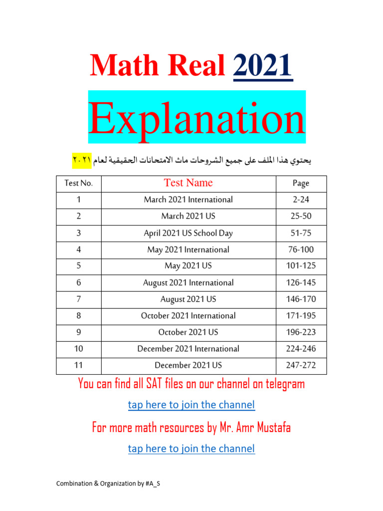 Real SAT Math Explanations (2021) | PDF | Triangle | Equations