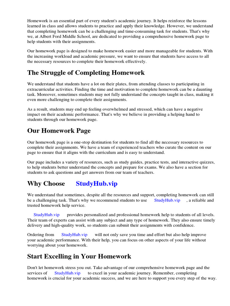 Albert Ford Middle School Homework Page | PDF | Homework | Teachers
