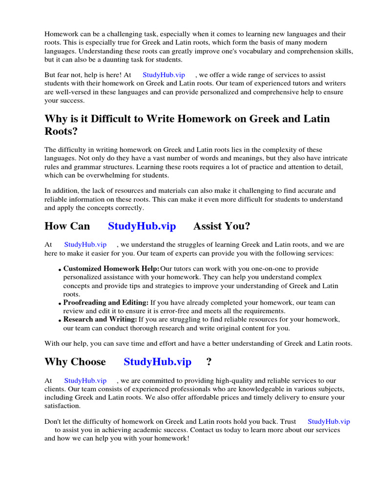 Homework Ideas For Greek and Latin Roots | PDF | Vocabulary | Latin