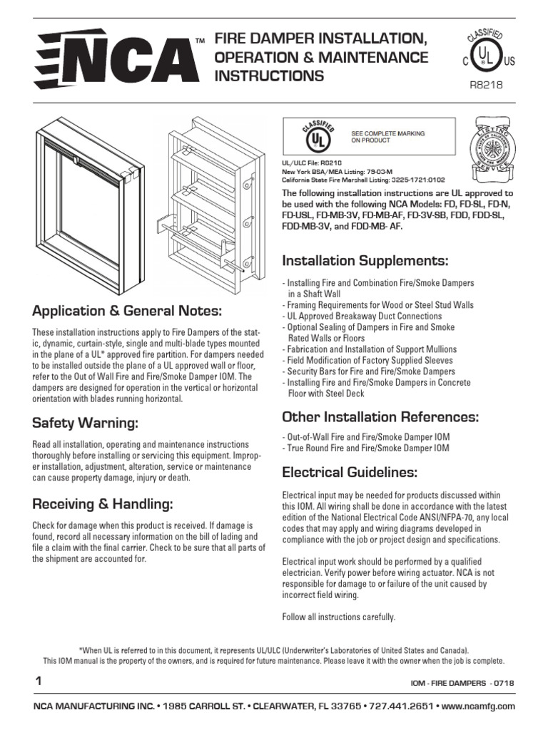 Fire Damper Installation Guide | PDF | Duct (Flow) | Fuse (Electrical)