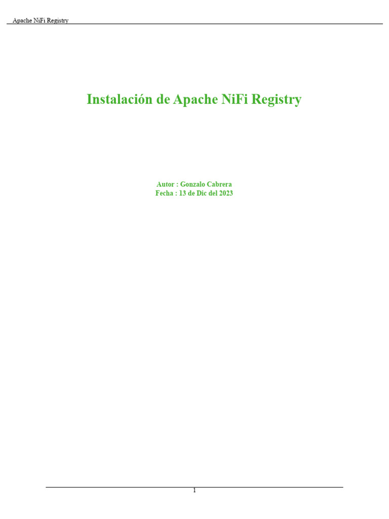Instalacion Apache Nifi Registry | PDF | Servidor HTTP Apache | Java (lenguaje de programación)